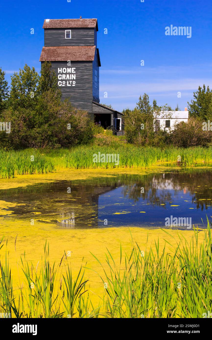 Large grain silo with the words "Home Grain" on it. The silo is ...