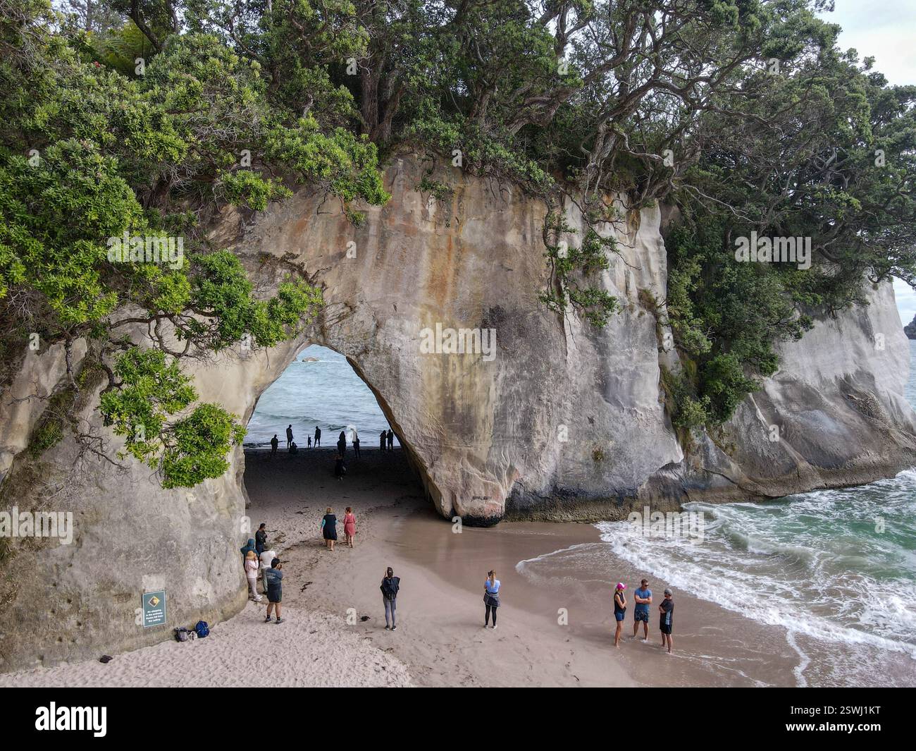 Cathedral Cove beach, New Zealand - 18 january 2025: drone view at ...