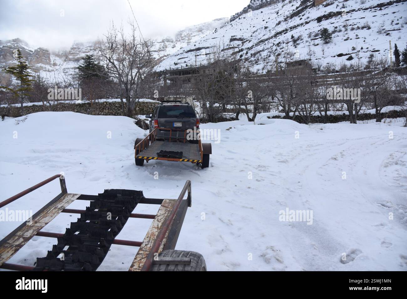 Akkar, Lebanon. 19th Feb, 2025. The snow-covered landscapes are ...