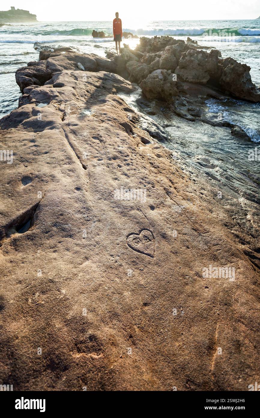 Love, heart carved in rock Stock Photo - Alamy