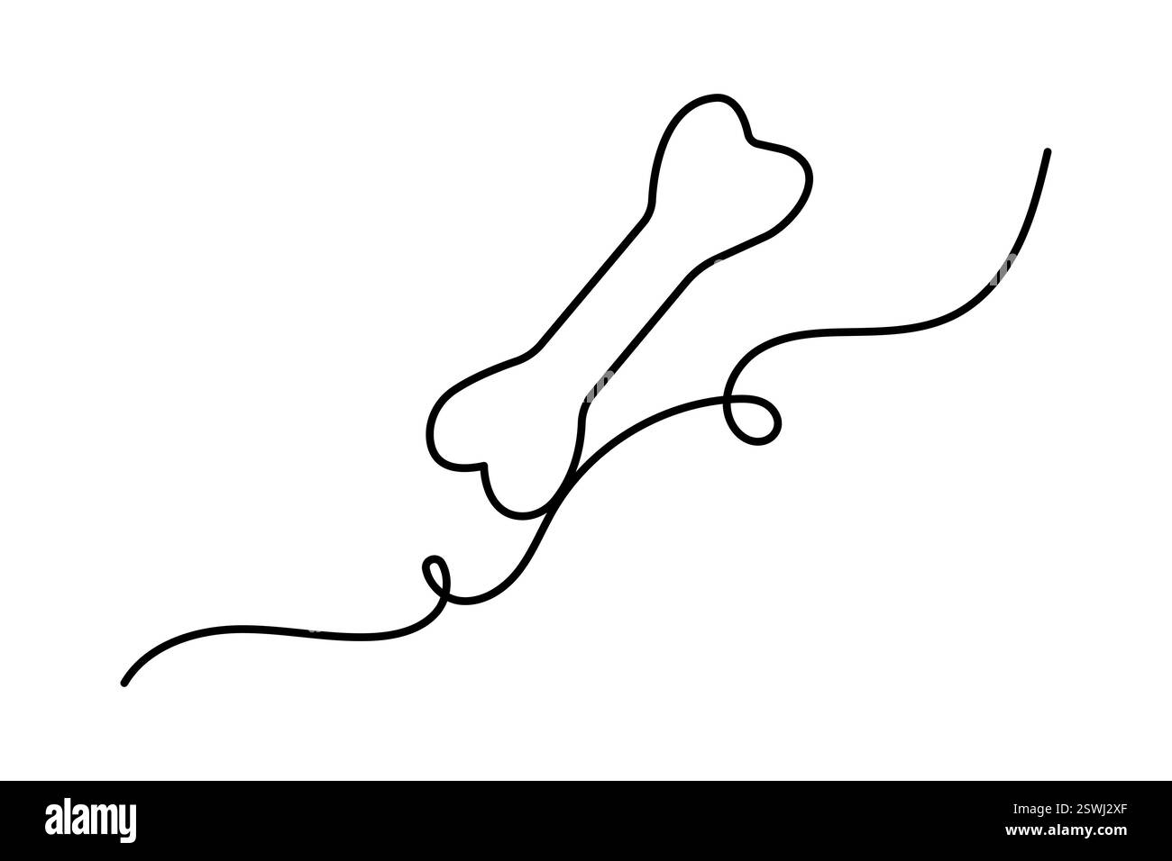 Dog bone continuous single line art and isolated outline vector ...