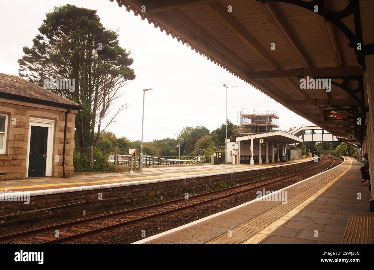 The station platform at St Erth, Cornwall England UK showing the roof ...