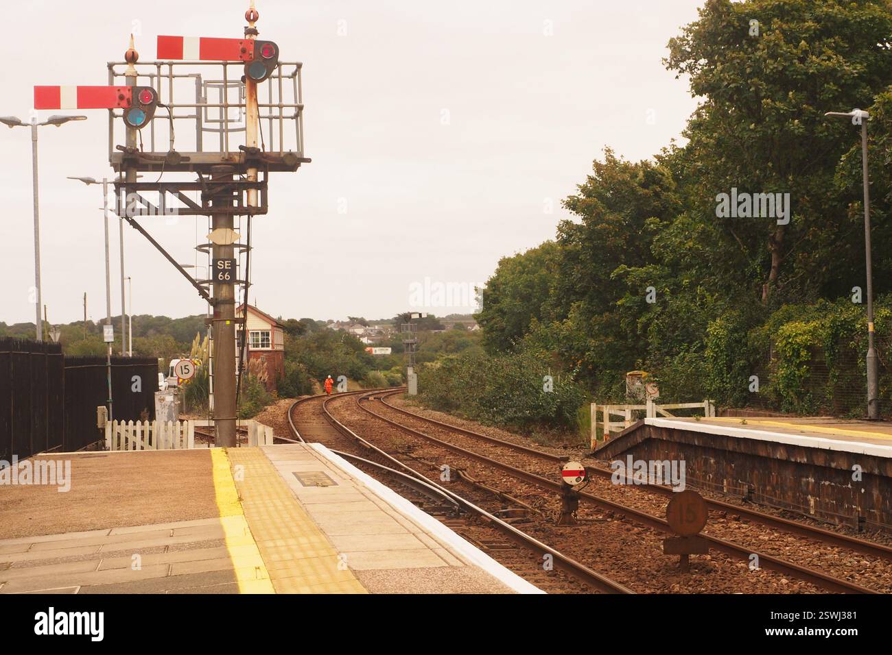 The station platform at St Erth, Cornwall England UK showing the ...