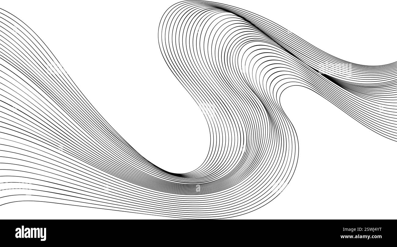 Black and white wavy line pattern. Vector illustration Stock Vector ...