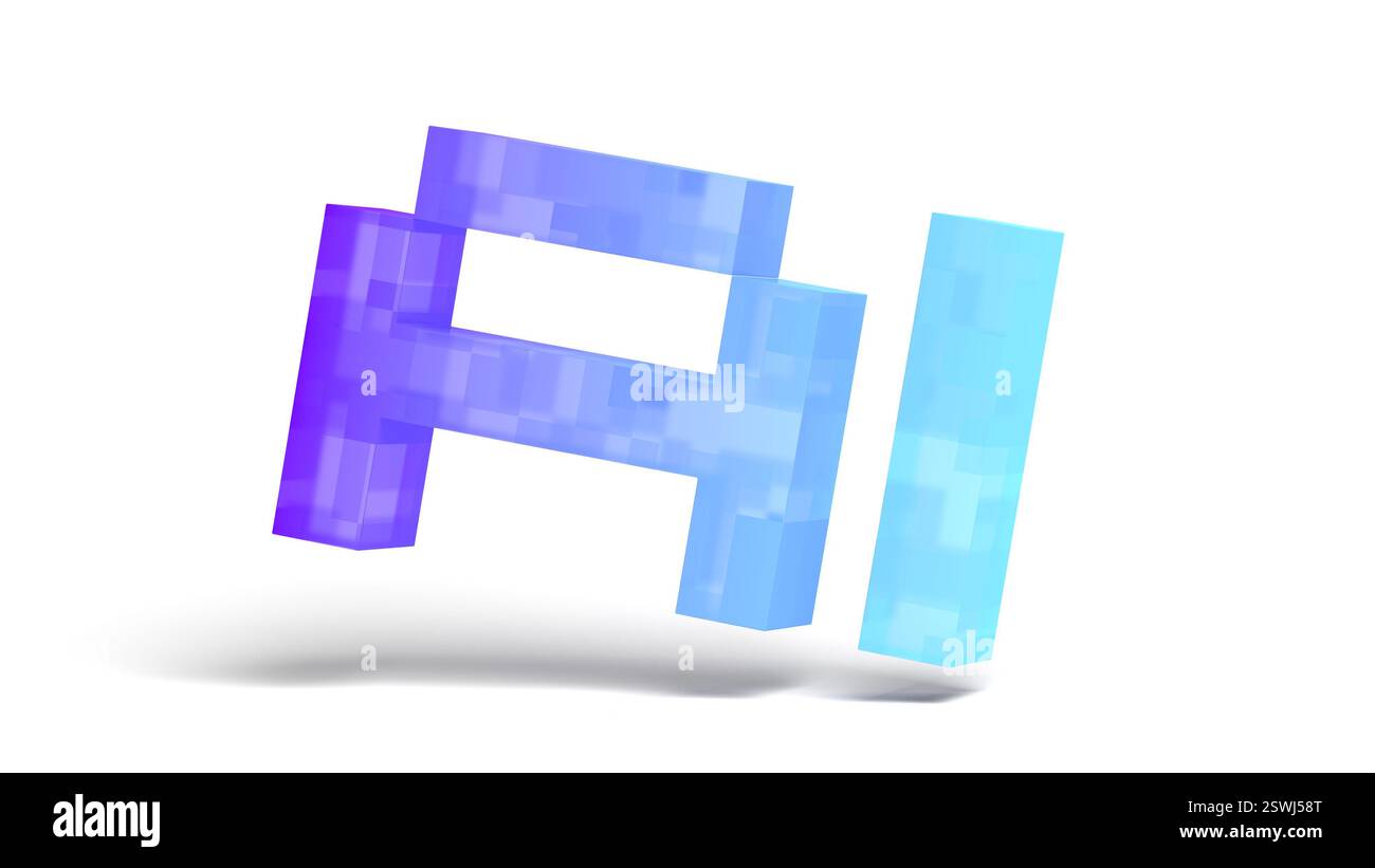 AI text isolated on white background. Artificial intelligence. Blue and ...