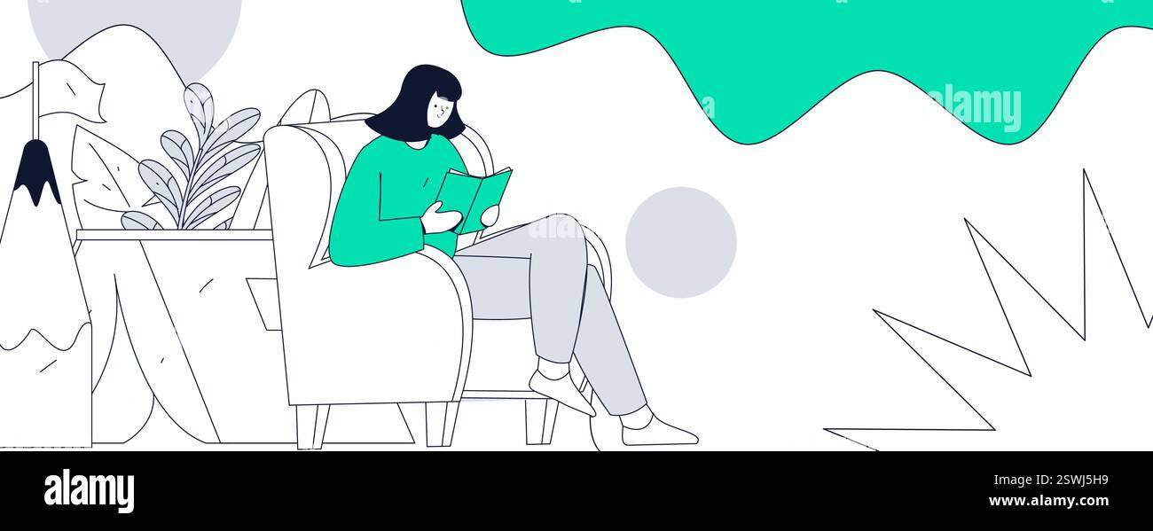 Character reading quietly vector concept operation hand drawn ...