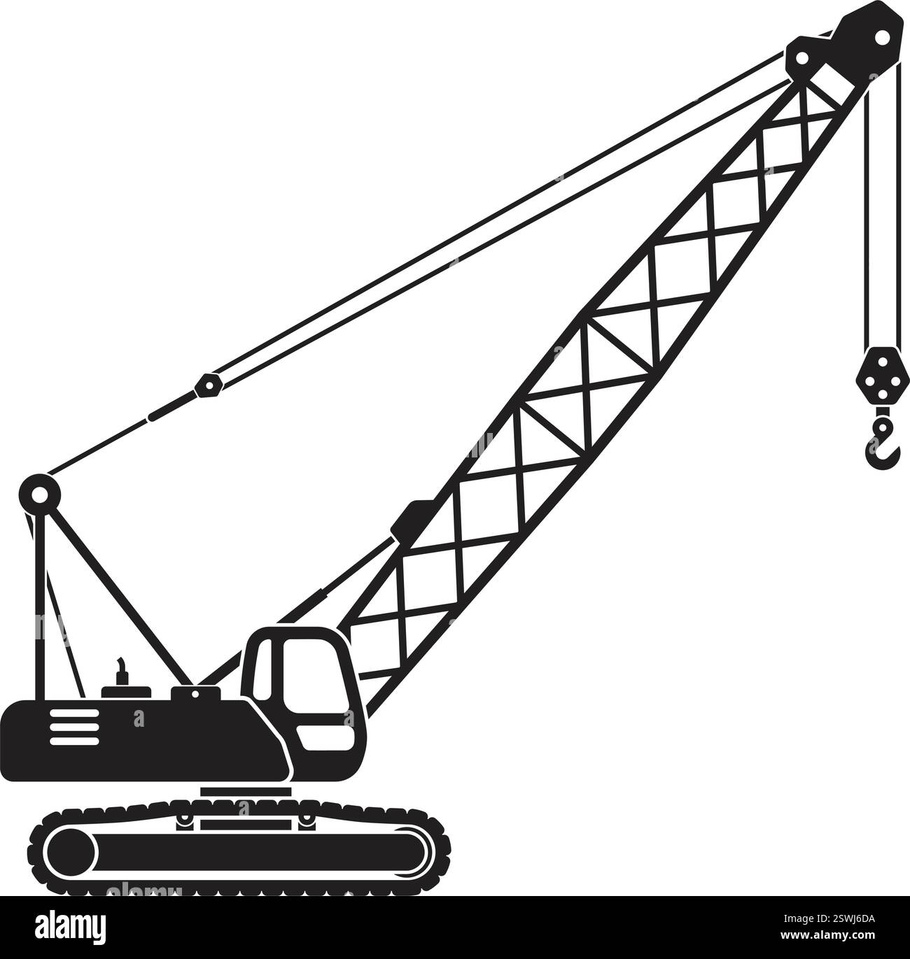 crawler crane construction vehicle simple silhouette side view icon symbol vector isolated on ...