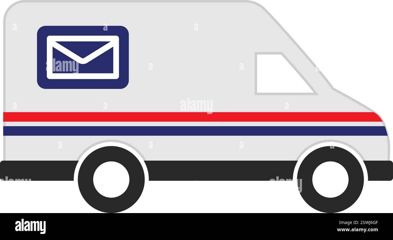 simple postal mail delivery van minivan minibus side view icon symbol ...