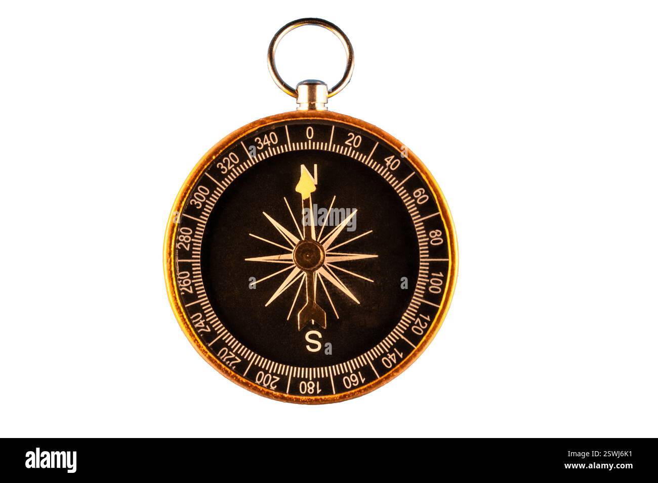 Vintage magnetic compass isolated on white background Stock Photo - Alamy