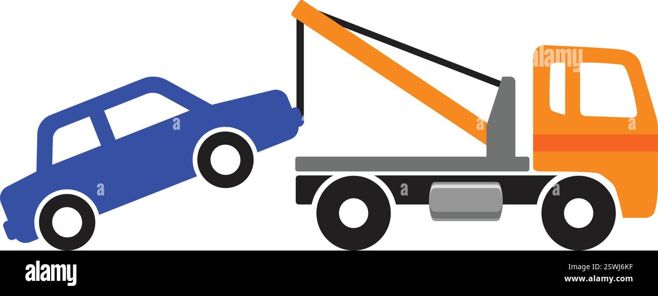 simple tow truck towing broken down car silhouette side view icon ...