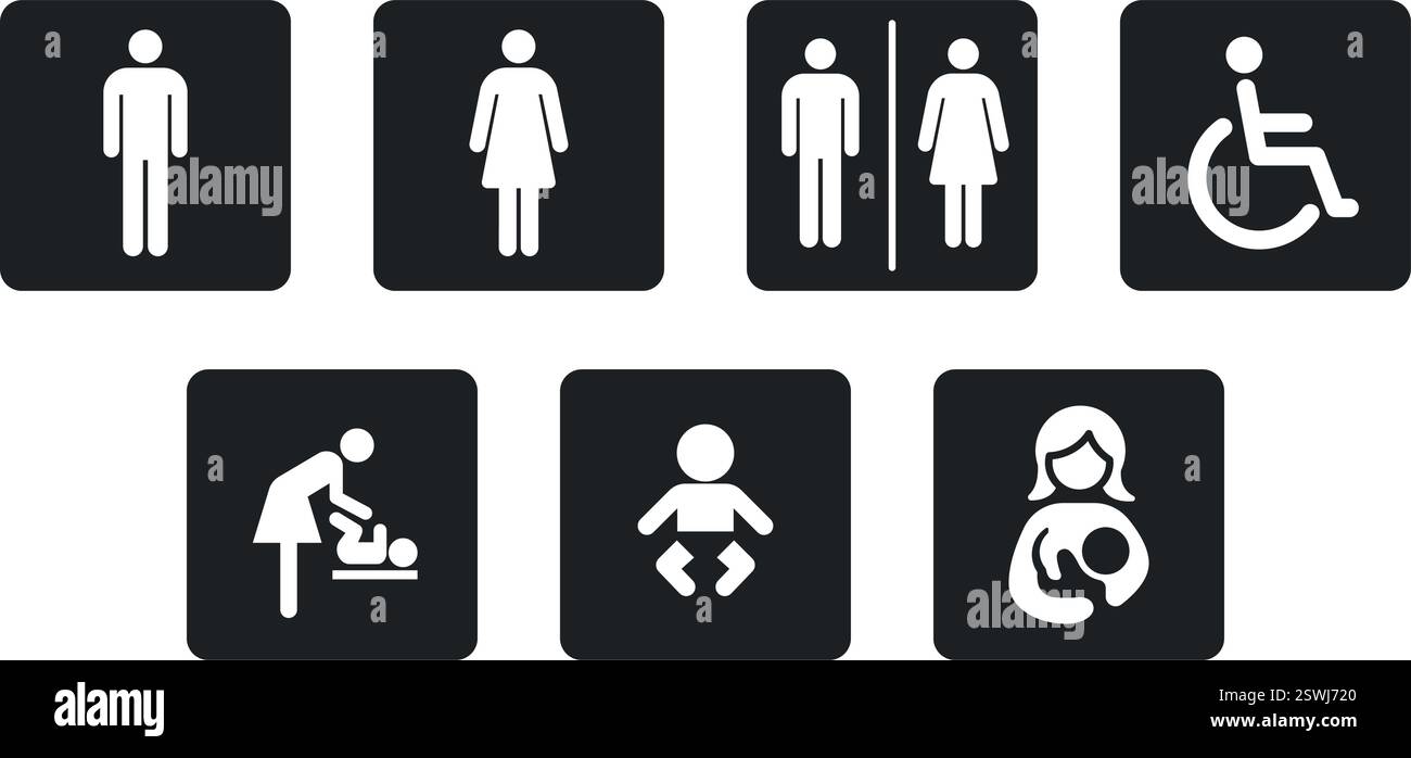 simple common restroom baby change table room disabled symbol icon sign ...