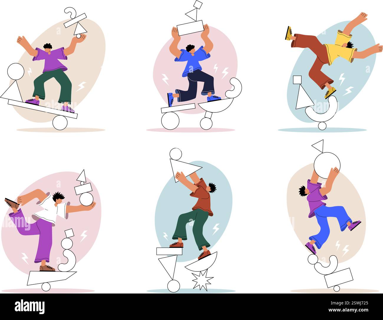 Instability. Business concept illustrations of risk theme abstract flat ...