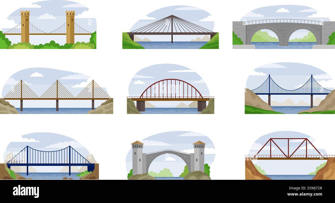 Bridges. Urban architectural objects city bridges for transport recent ...