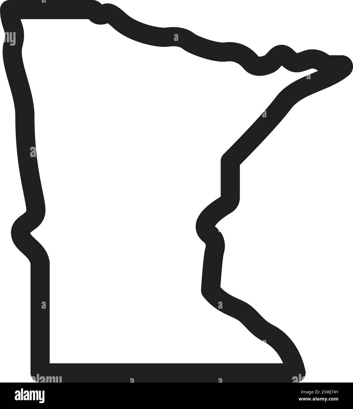minnesota MN state shape map outline simplified silhouette vector ...