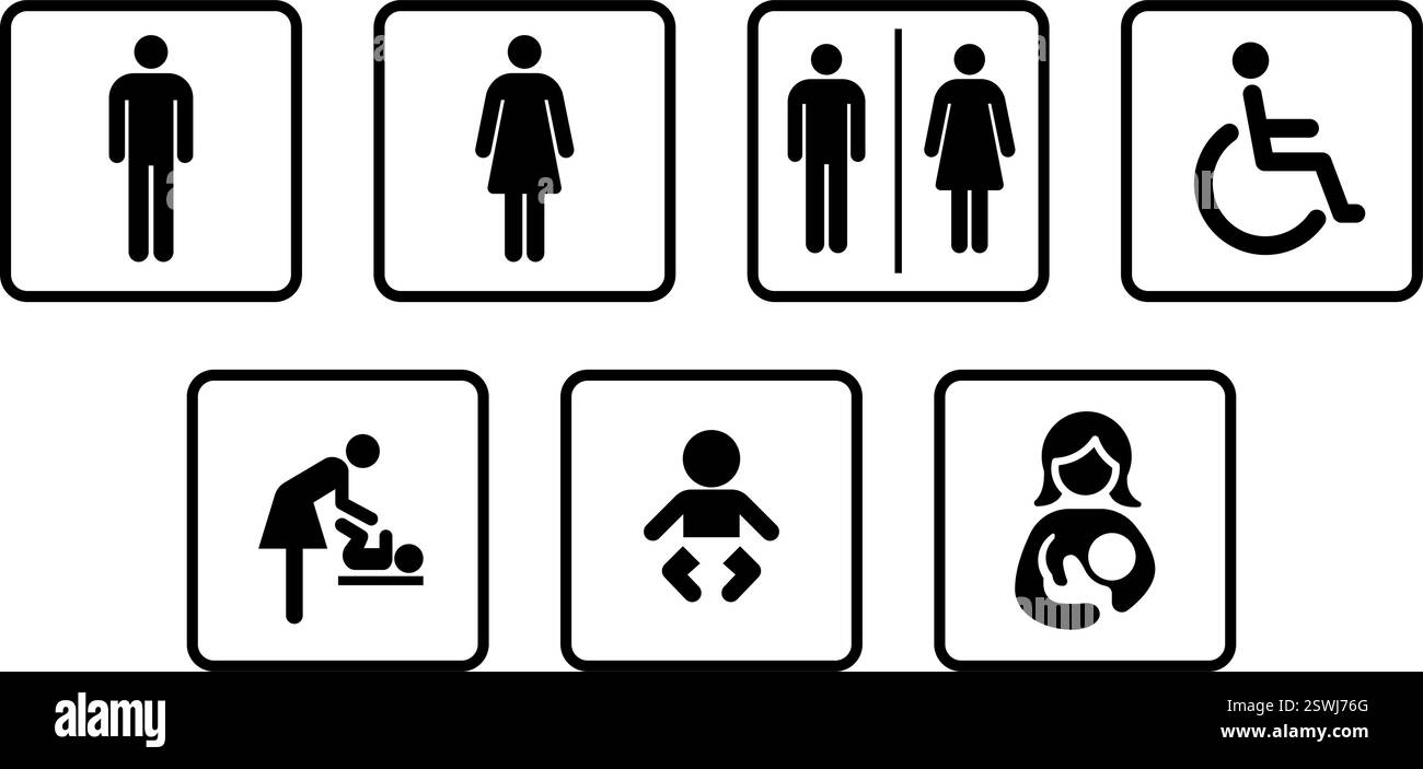 simple common restroom baby change table room disabled symbol icon sign ...