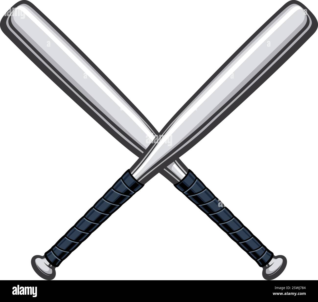 simple classic 2 twin crossed baseball softball bats with grips ...