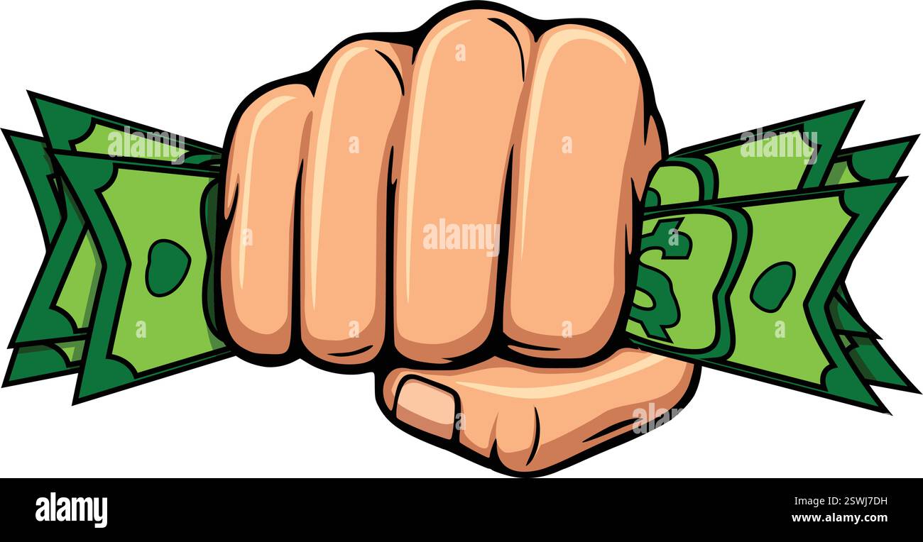 simple fist full of holding cash dollars money bills vector on ...