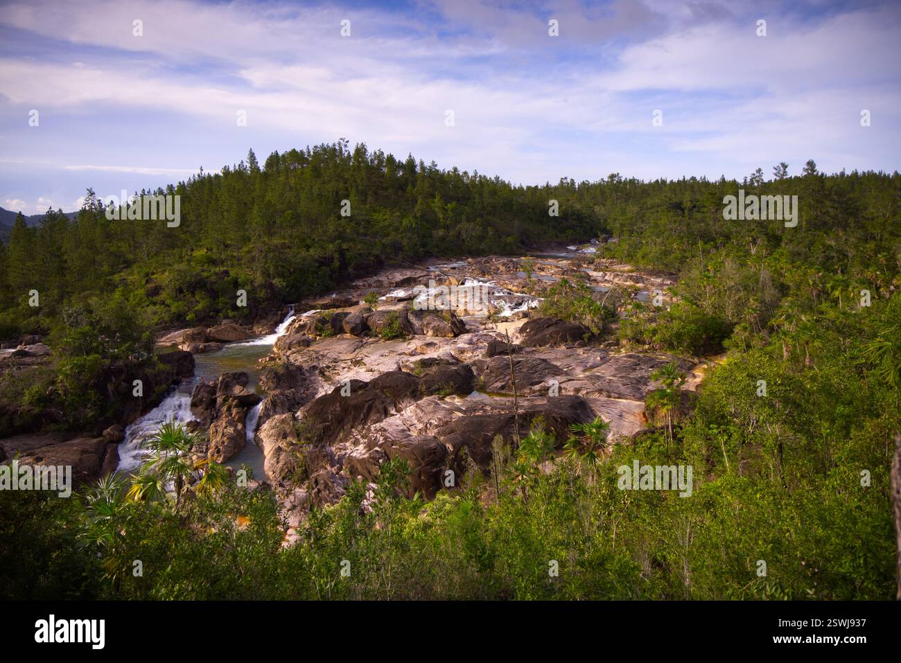 Panoramic view of waterfalls in Mountain Pine Ridge Forest Reserve ...