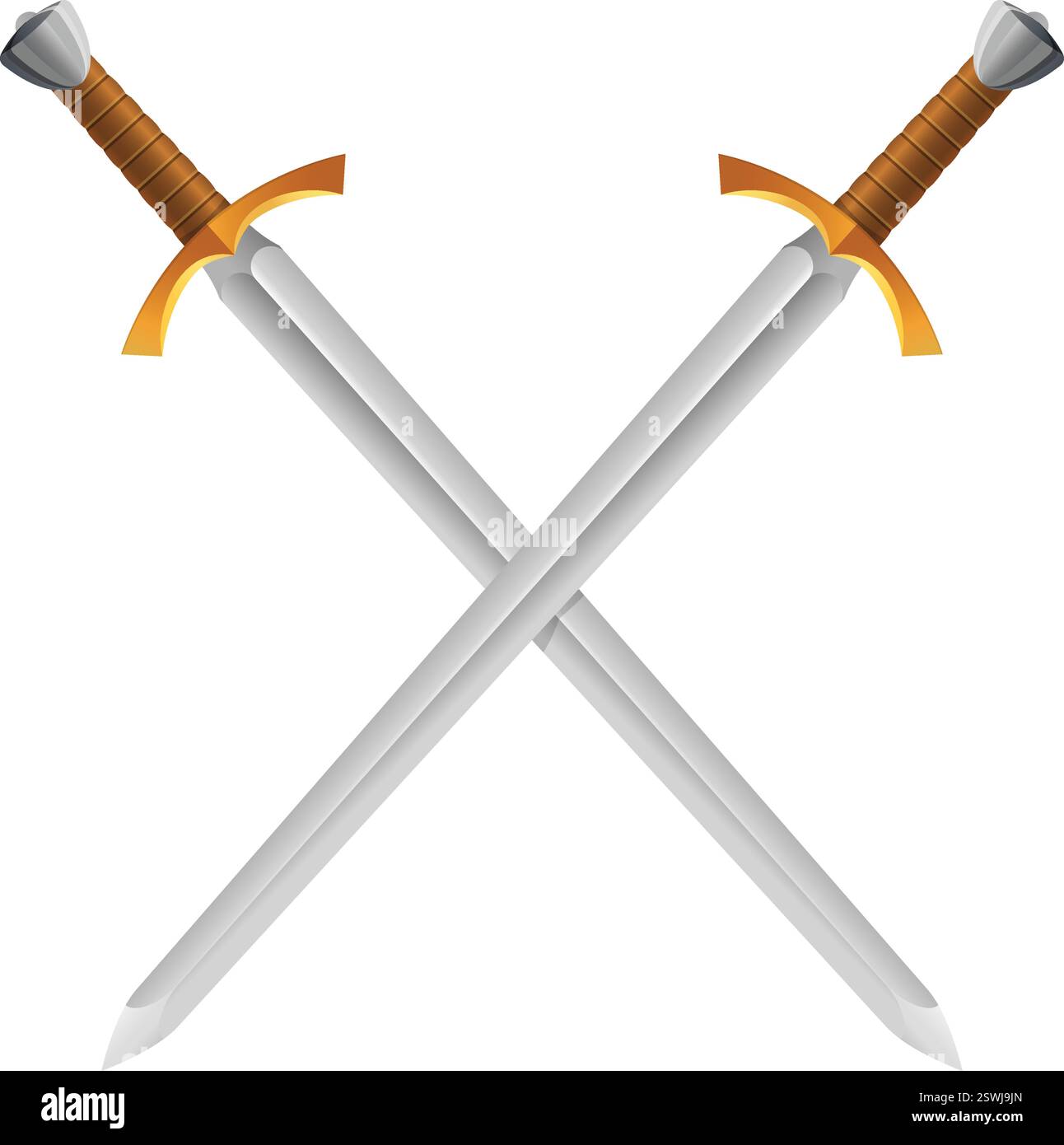 classic medieval european twin crossed realistic swords heraldry icon symbol vector isolated on ...