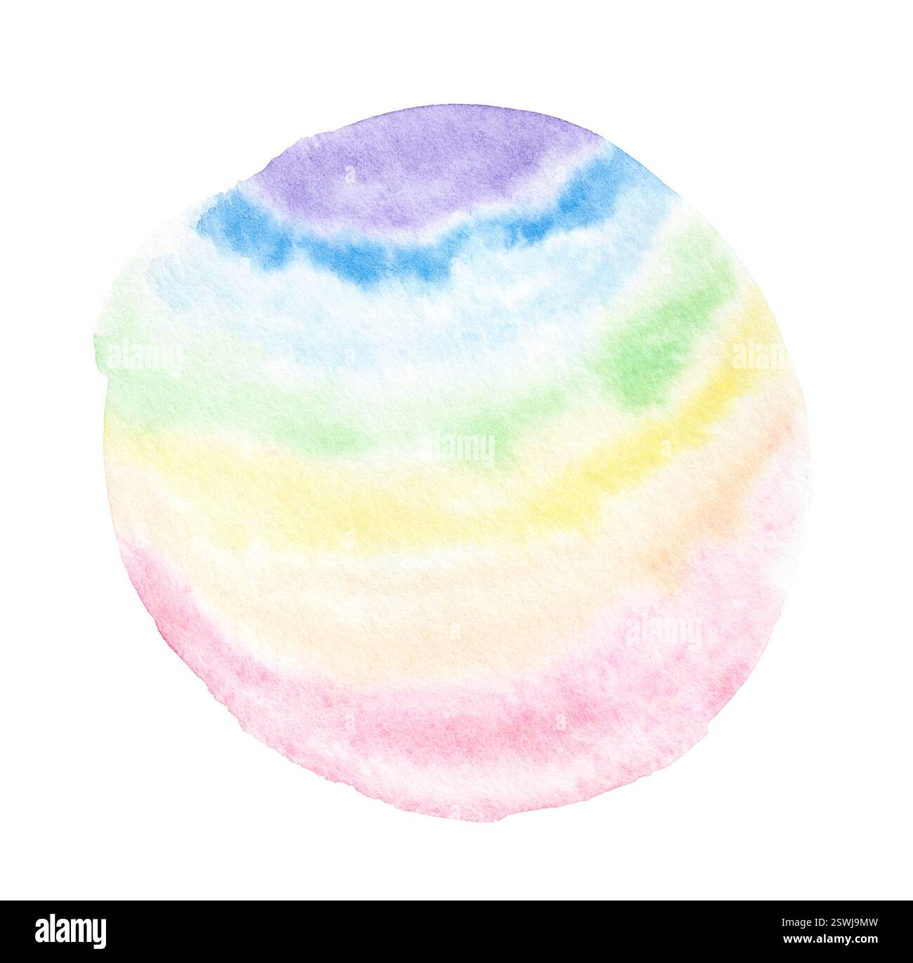 Colorful watercolor circle with pastel rainbow shades and soft blended ...
