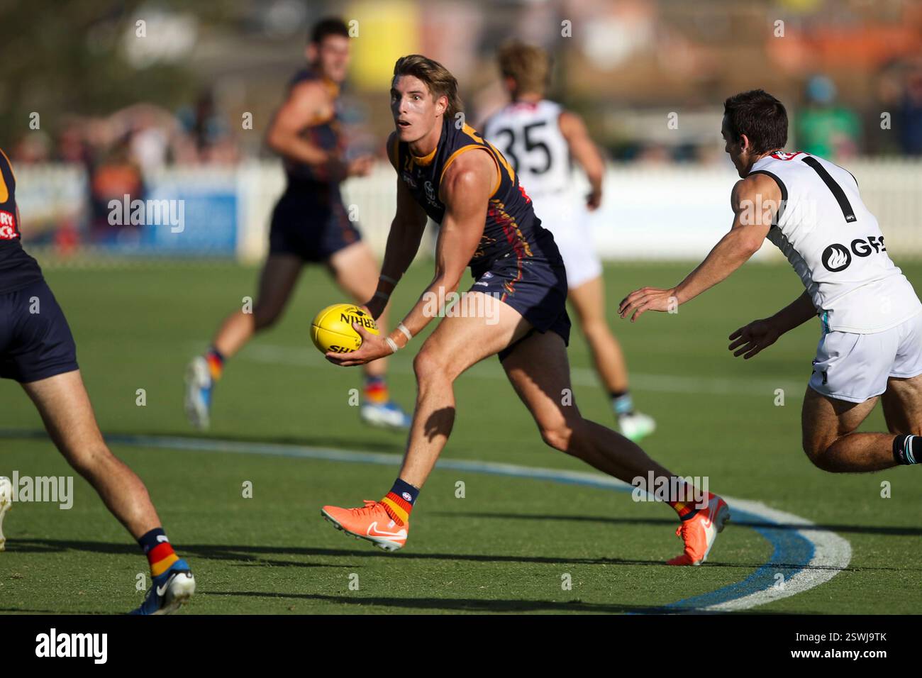 Mount Barker, Australia. 21st Feb, 2025. Josh Worrell of the Crows ...