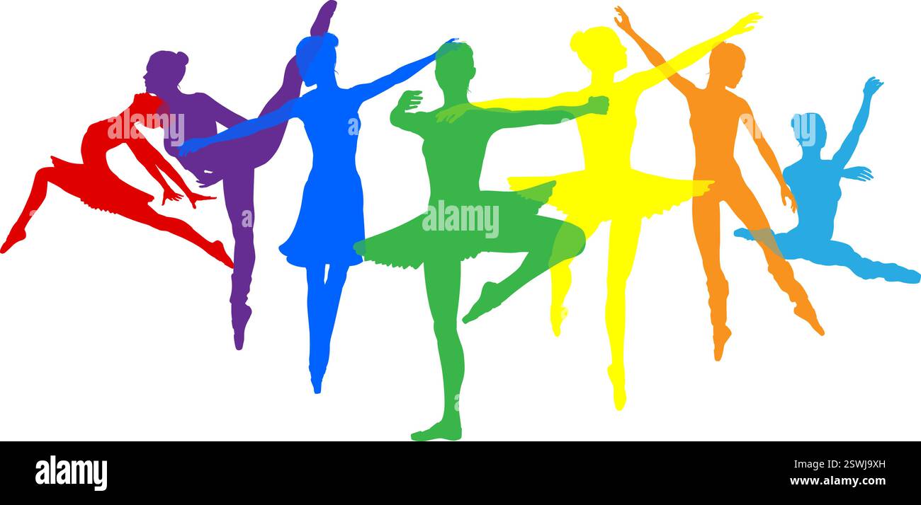 Ballet Dancer Silhouette Dancers Poses Silhouettes Stock Vector Image ...