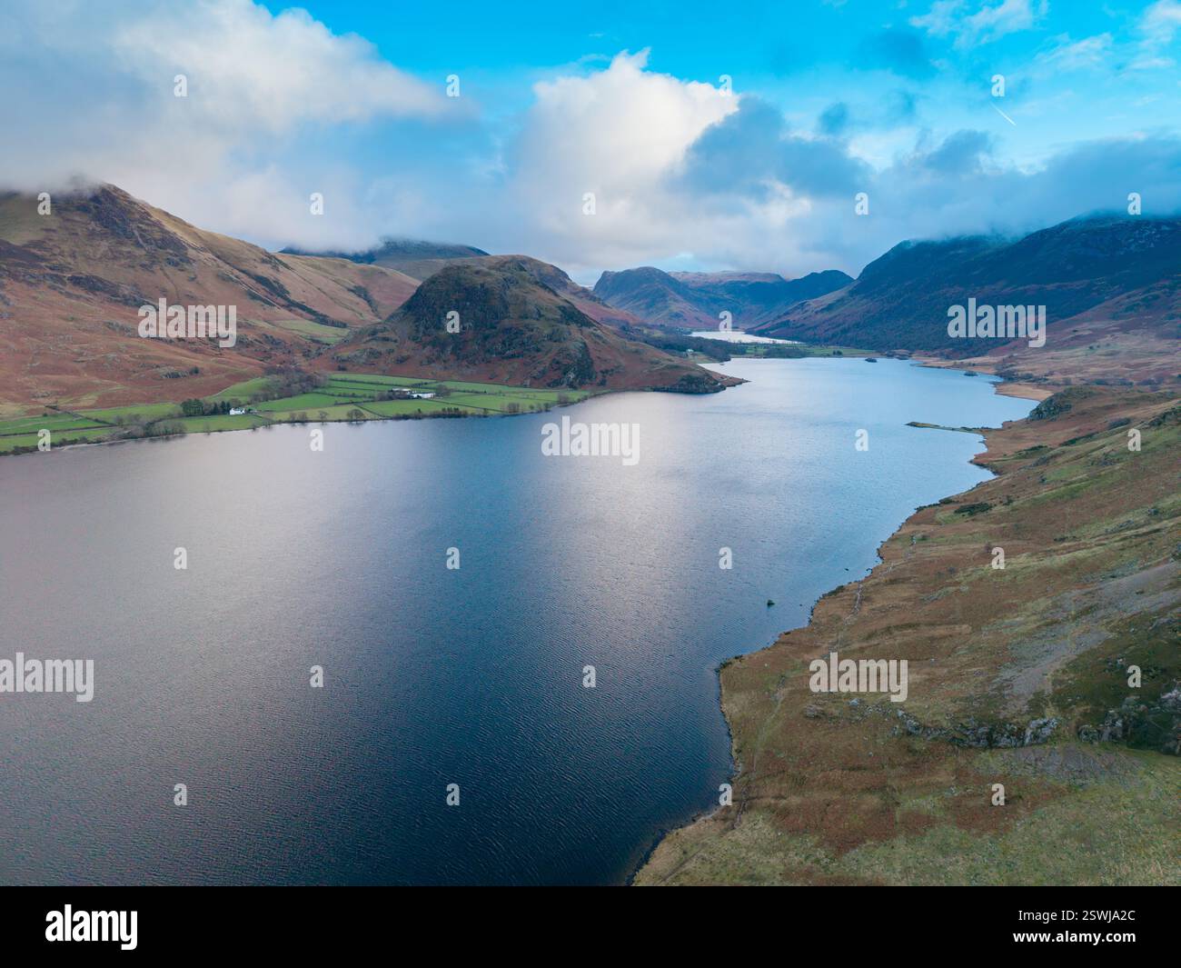 Crummock Water in winter, looking towards Buttermere in the English ...