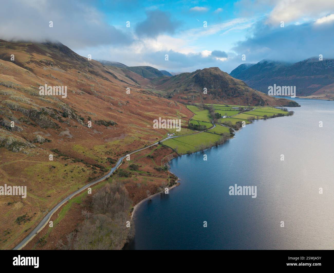 Crummock Water in winter, looking towards Buttermere in the English ...