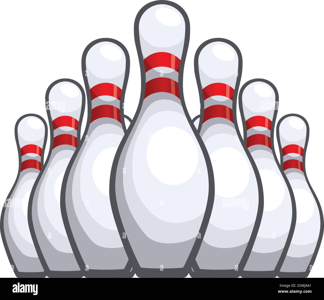 classic simple cartoon ten pin tenpin bowling pins group set up in ...