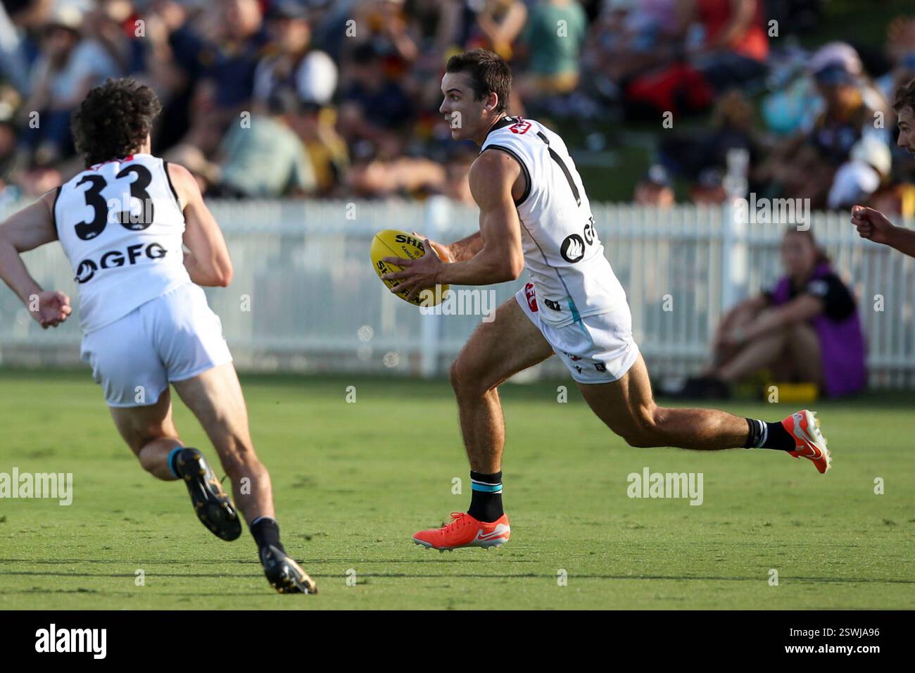 during the AFL match simulation between the Adelaide Crows and the Port ...