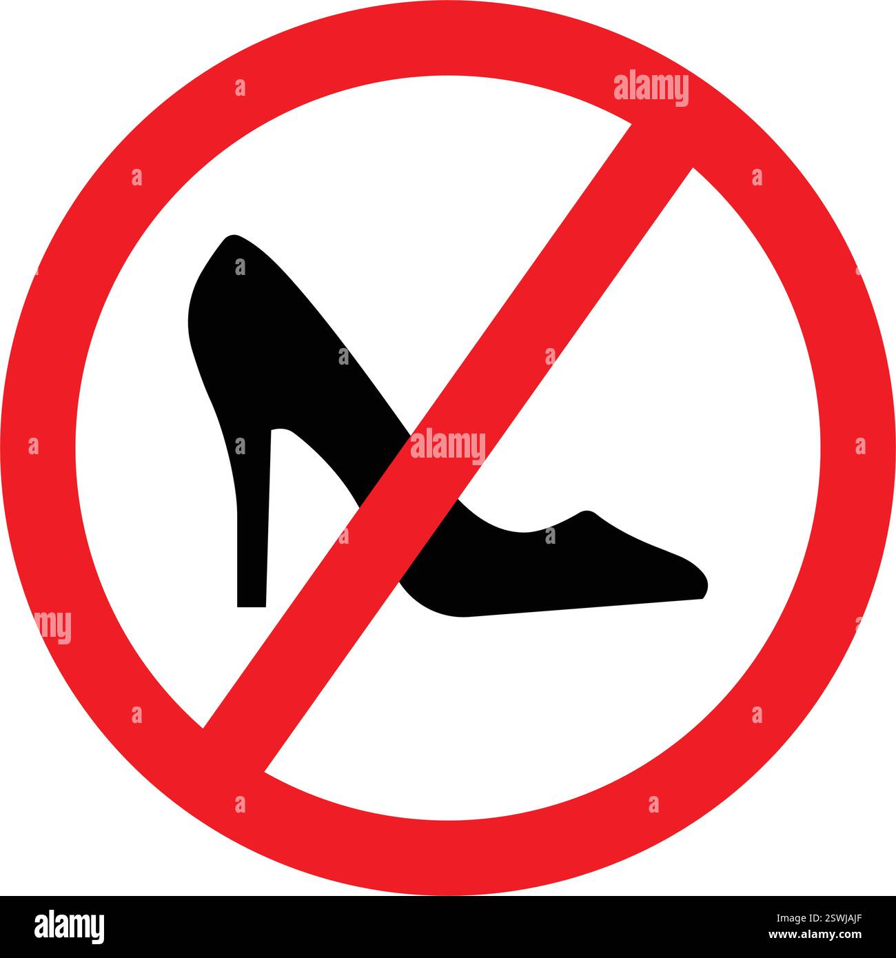 classic no high heels allowed permitted in red circle sign symbol ...