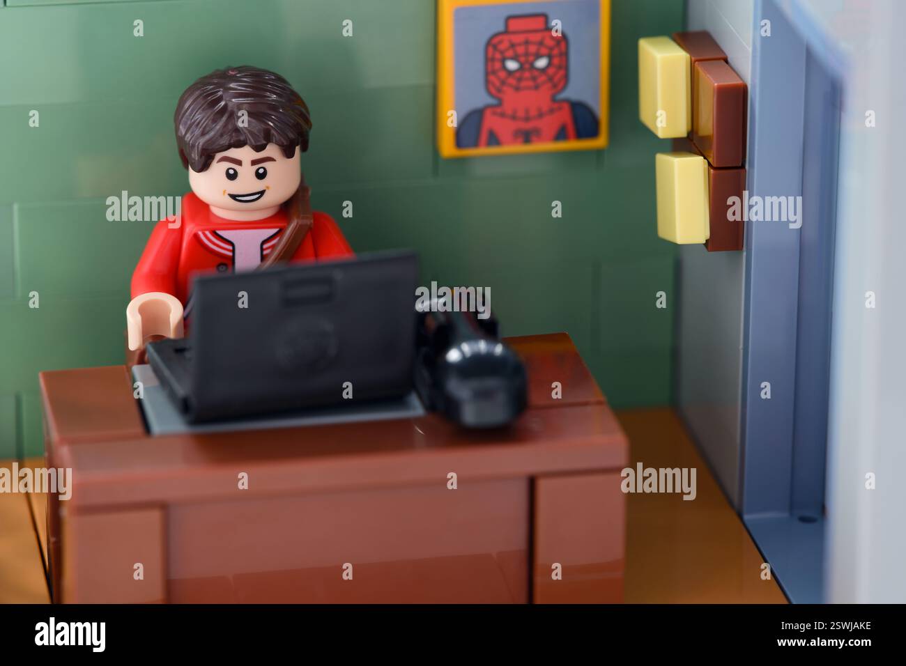 Tambov, Russian Federation - February 12, 2025 Lego Peter Parker ...
