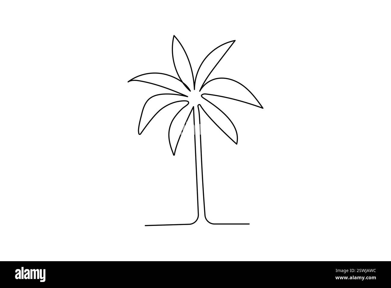 Palm tree continuous single line art and isolated outline vector ...