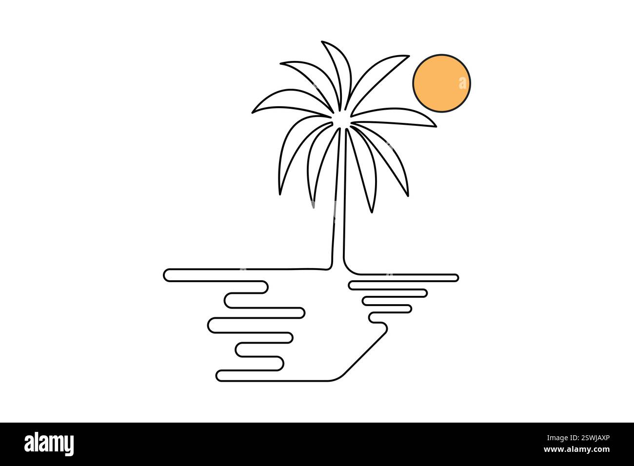 Palm tree line drawing Stock Vector Images - Alamy