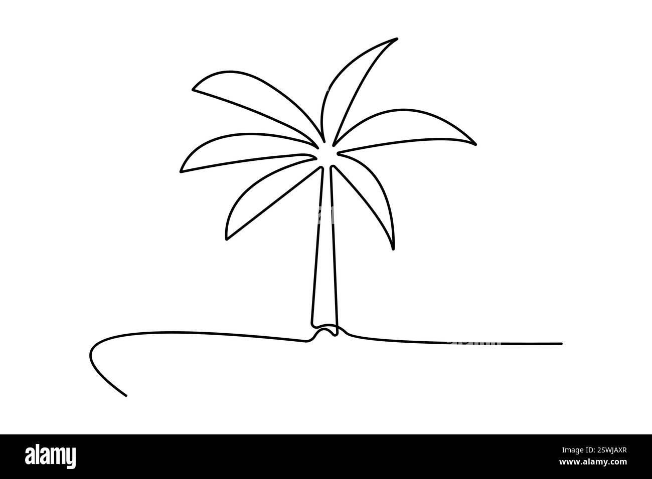 Palm tree continuous single line art and isolated outline vector ...