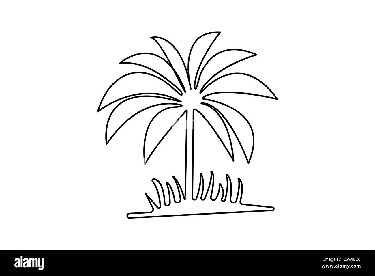 Palm tree continuous single line art and isolated outline vector ...