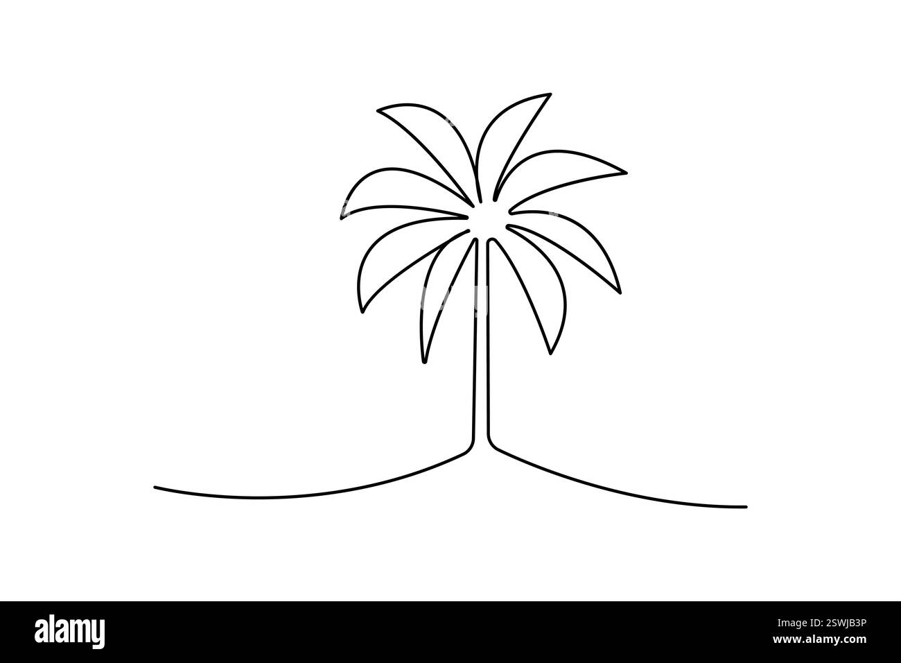 Palm tree continuous single line art and isolated outline vector ...