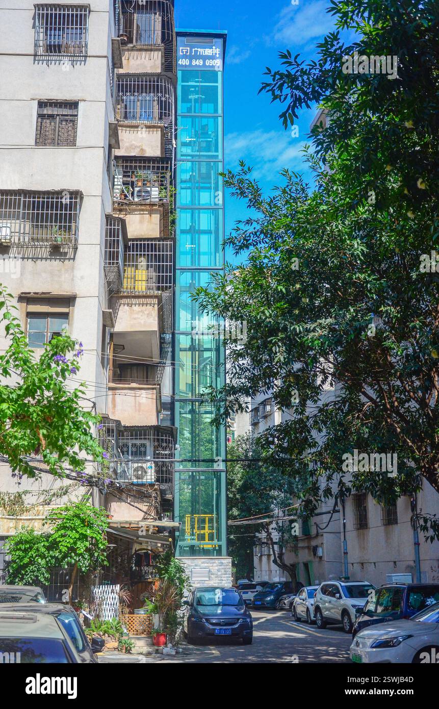 Jiangmen,Guangdong,China-Nov 23:Elevator Retrofitting in Aging ...