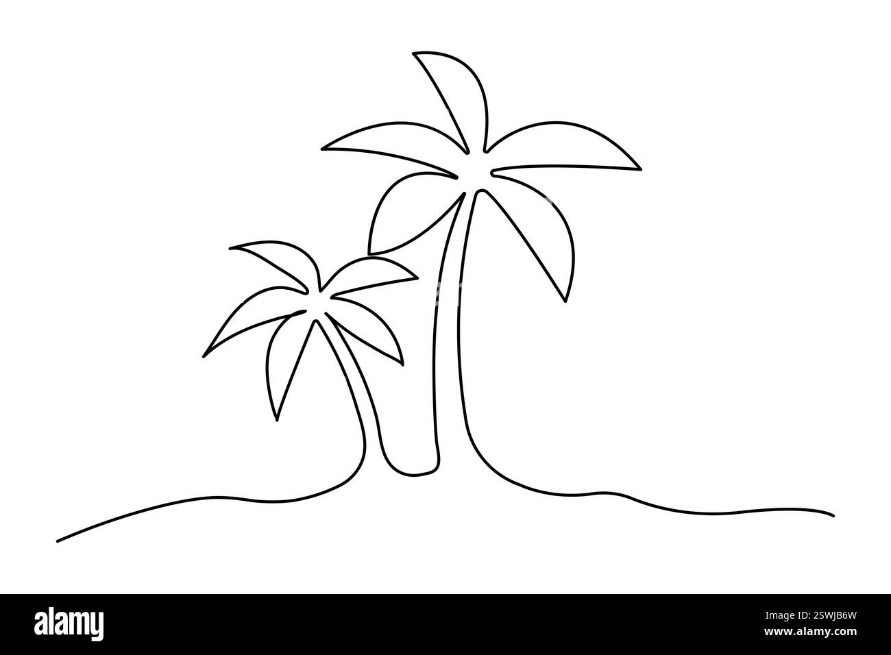 Palm tree continuous single line art and isolated outline vector ...