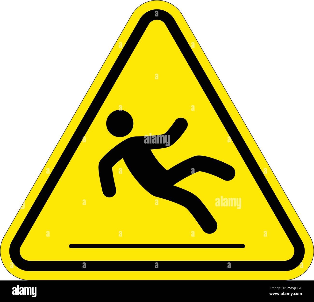 classic slippery when wet warning danger person pedestrian sign in yellow triangle symbol vector ...