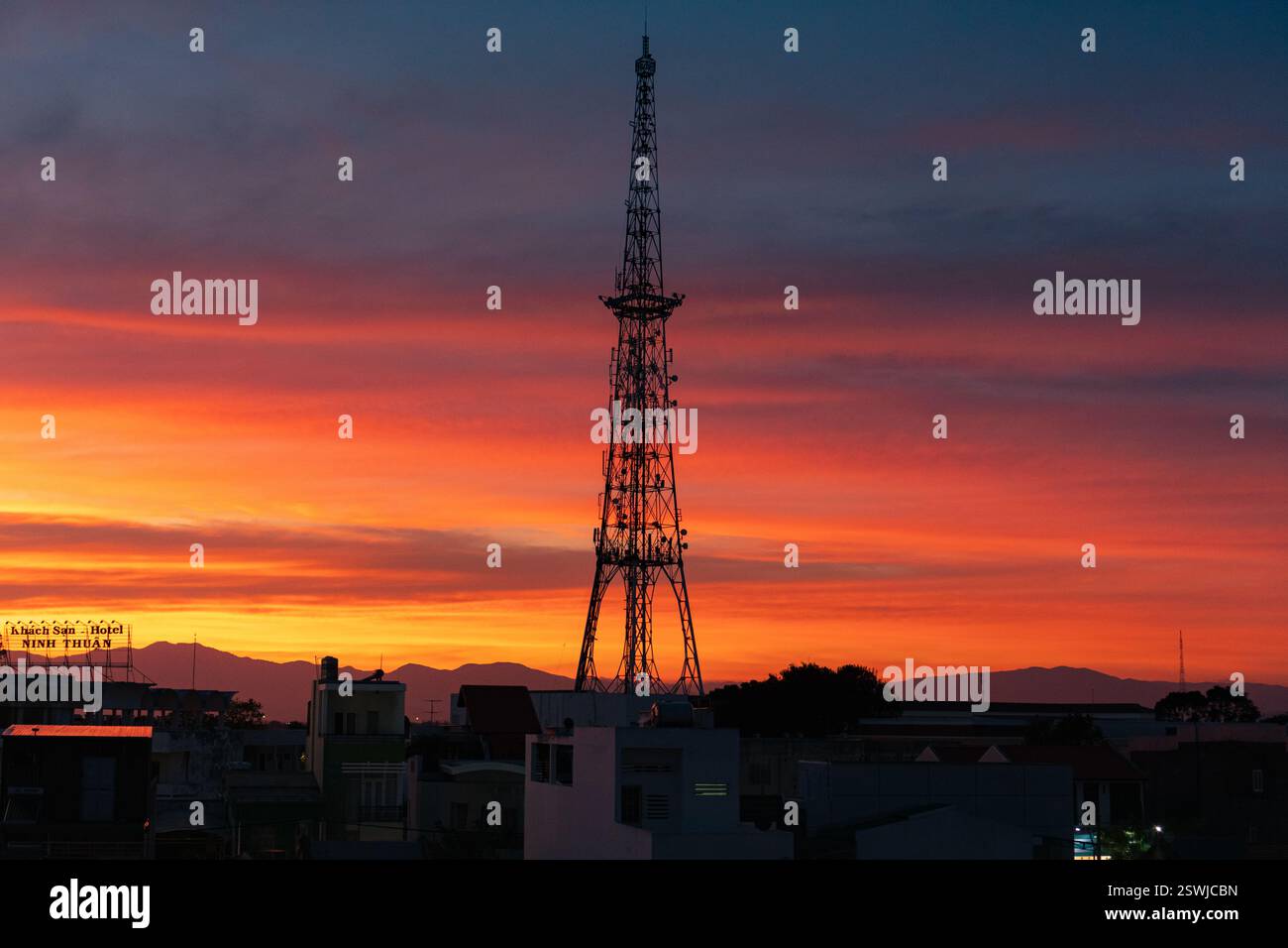 Sunset with Base Transceiver Station tower Stock Photo - Alamy