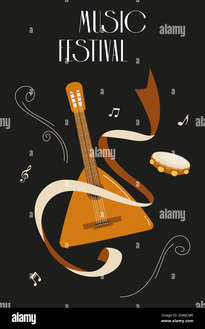 Music festival featuring guitar and percussion instruments with flowing ...