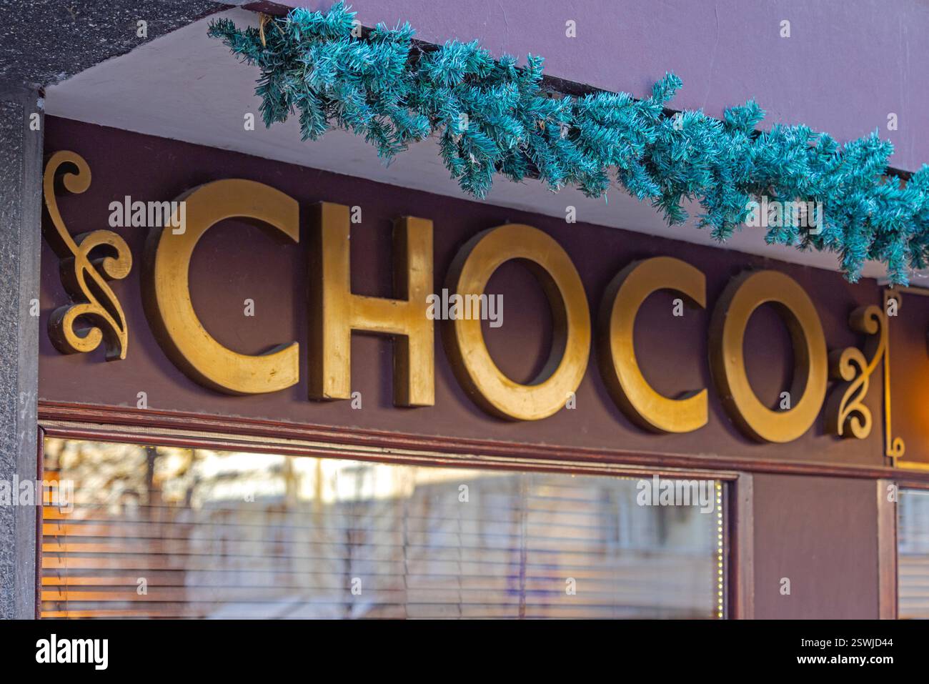 3d Letters Gold Choco Sign at Brown Chocolate Shop Decor Stock Photo ...