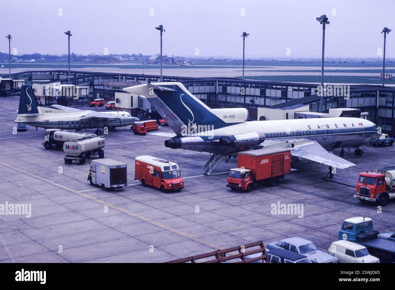 A Sabena Boeing 727 and Friendship at London Heathrow airport in 1971 ...
