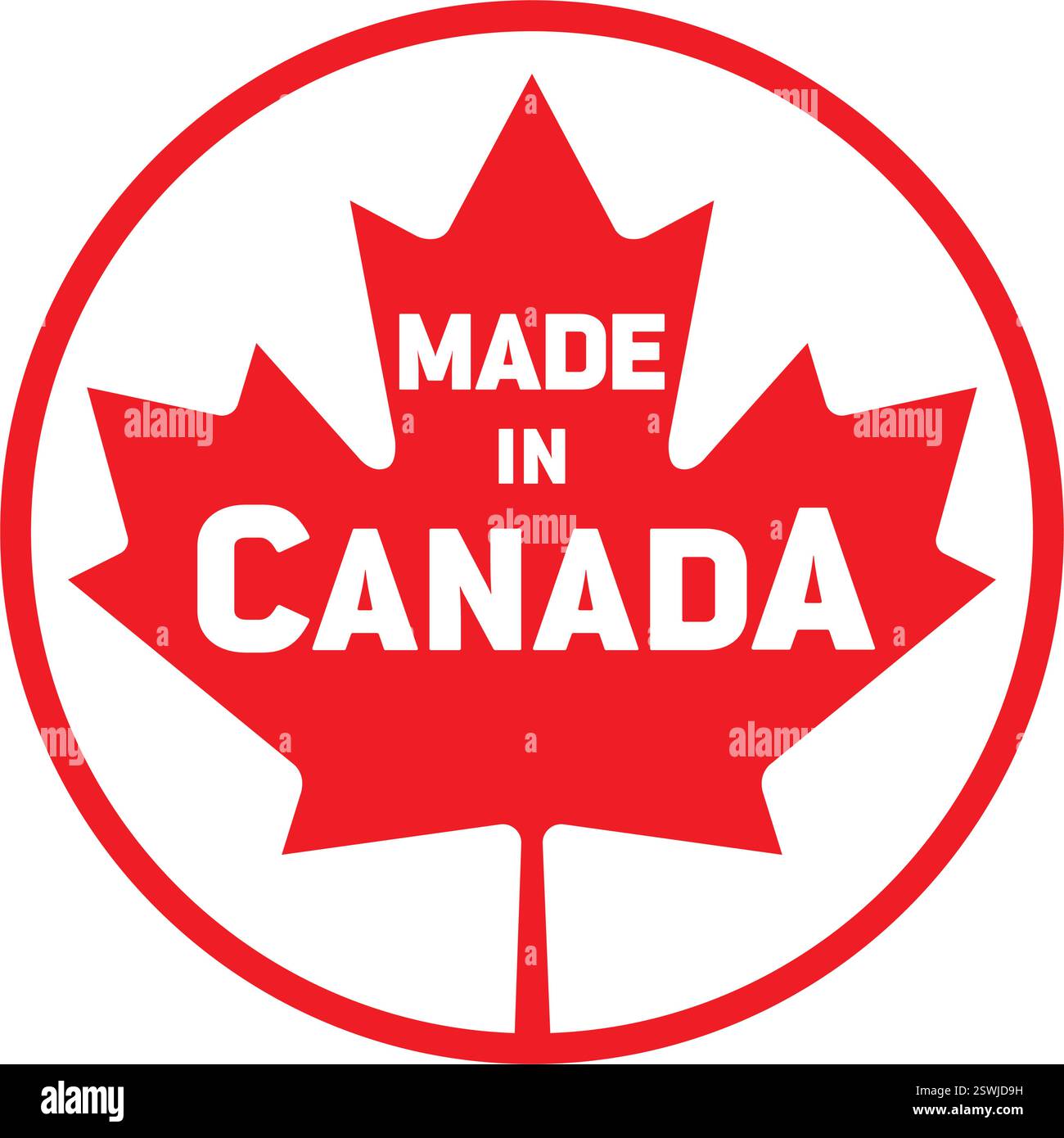 Made in Canada maple leaf logo round circle icon red canadian vector ...