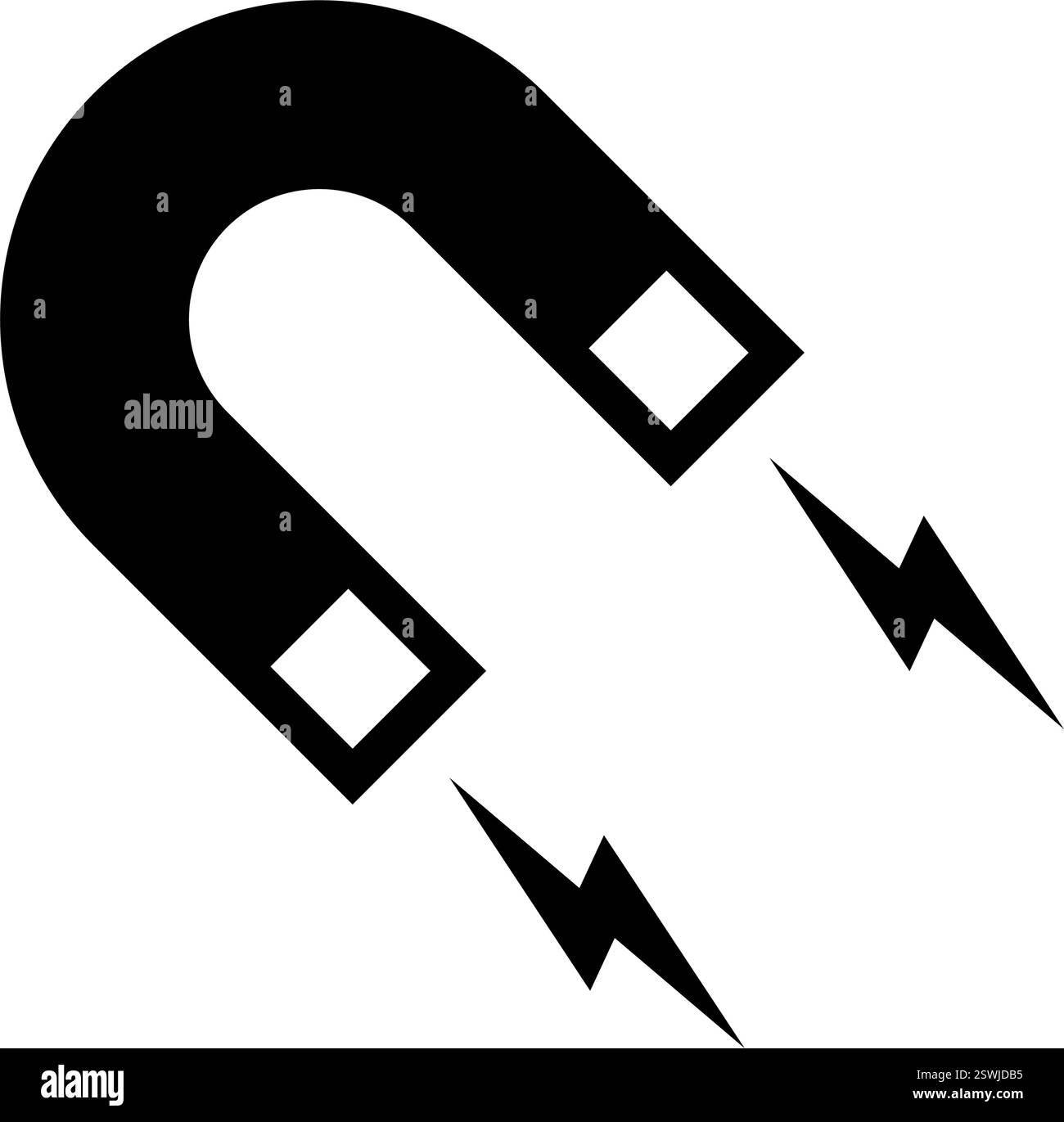 simple classic horeshoe magnet with magnetic field icon symbol vector ...