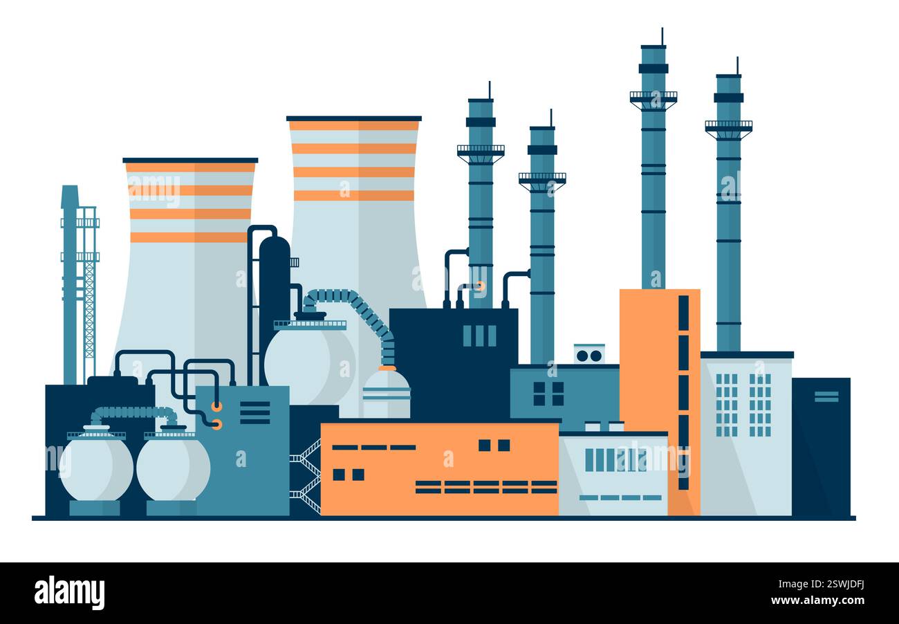 Power generation industry. Industrial factory and plant buildings ...