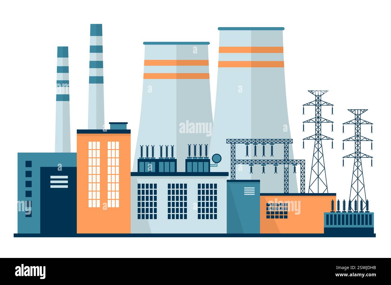 Power generation industry. Industrial factory and plant buildings ...