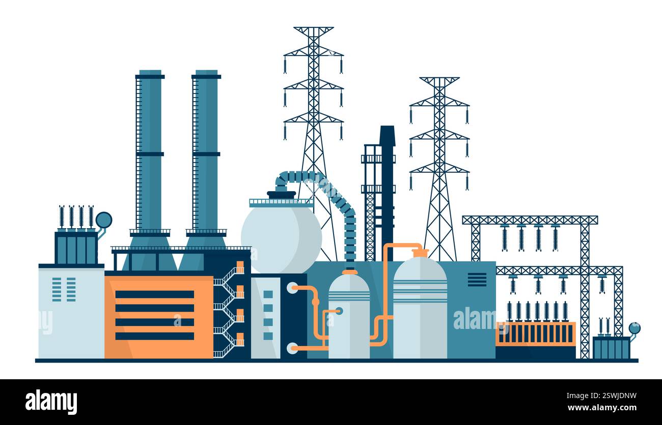 Power generation industry. Industrial factory and plant buildings ...