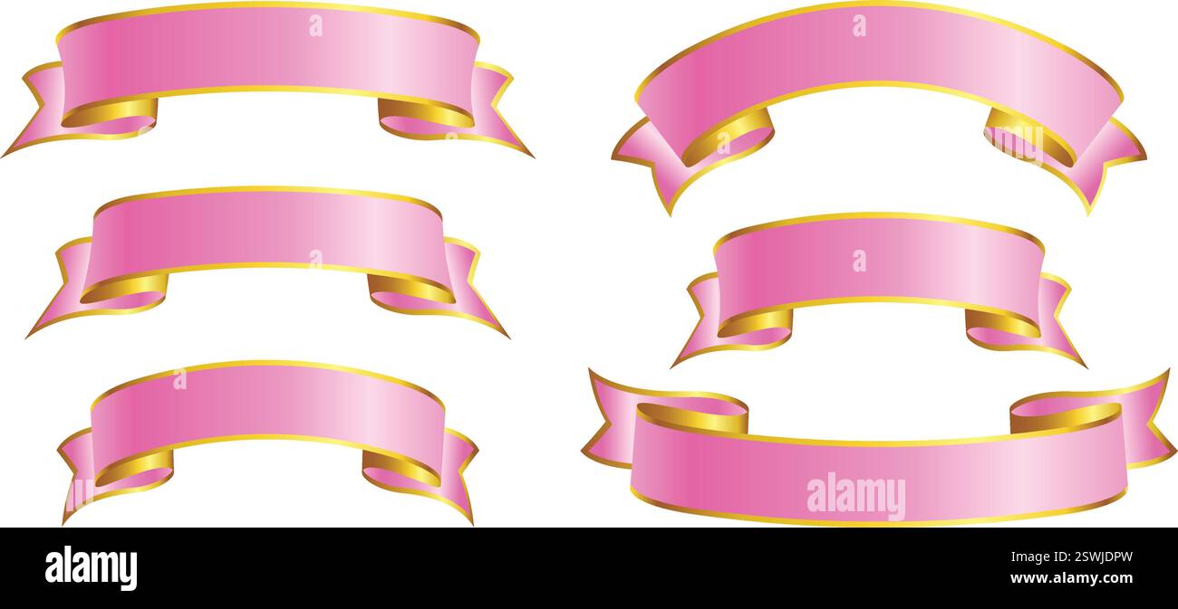 elegant stylish simple wide pink with gold trim ribbon banner flowing ...